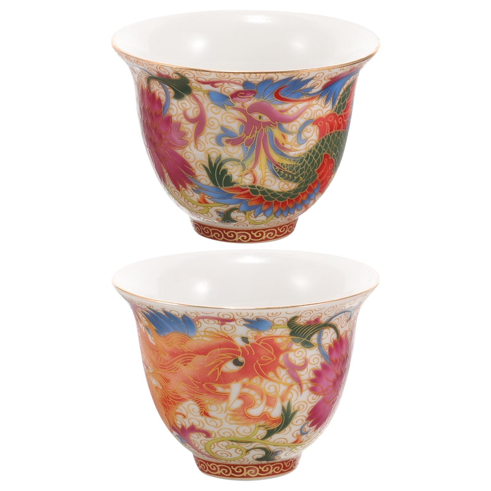 Ceramic Household Kung Fu Tea Set Set A Pair of Dragon and Phoenix Cups ...