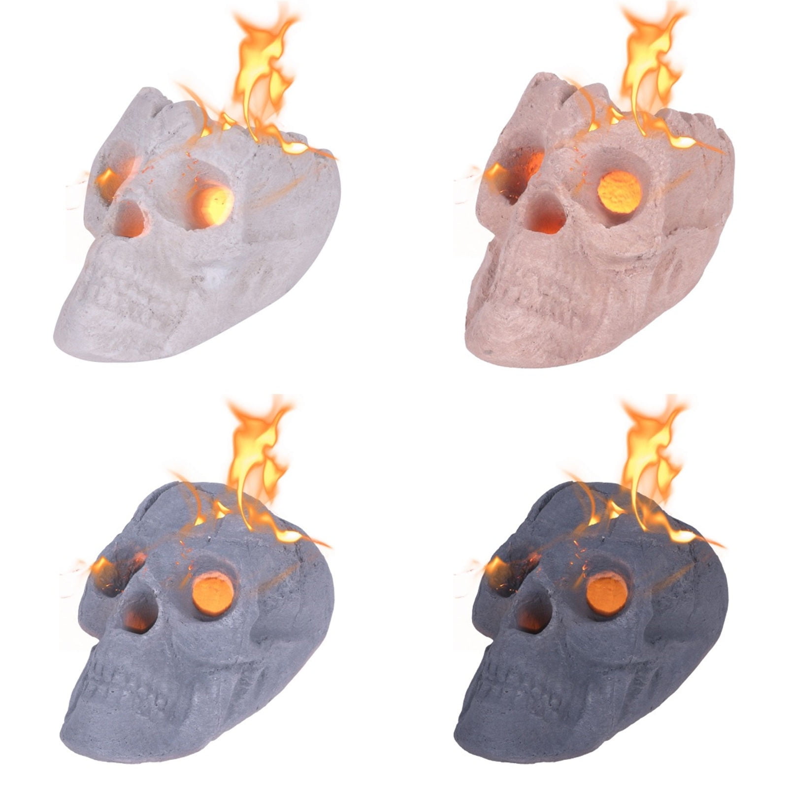 Ceramic Human Skull Fire Pit Halloween Decorations, Fireproof Imitated ...