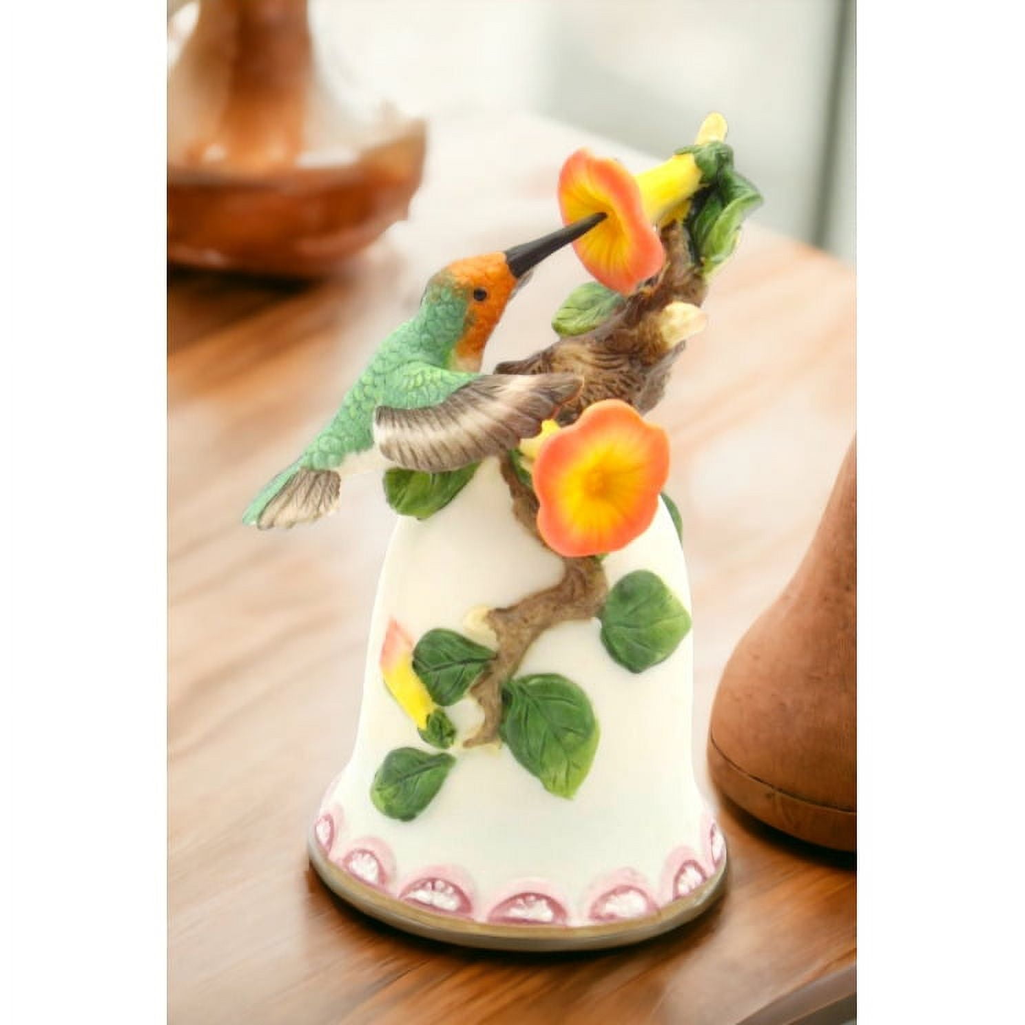 Ceramic Hummingbird Bell with Honeysuckle Flowers 5.25in - Walmart.com