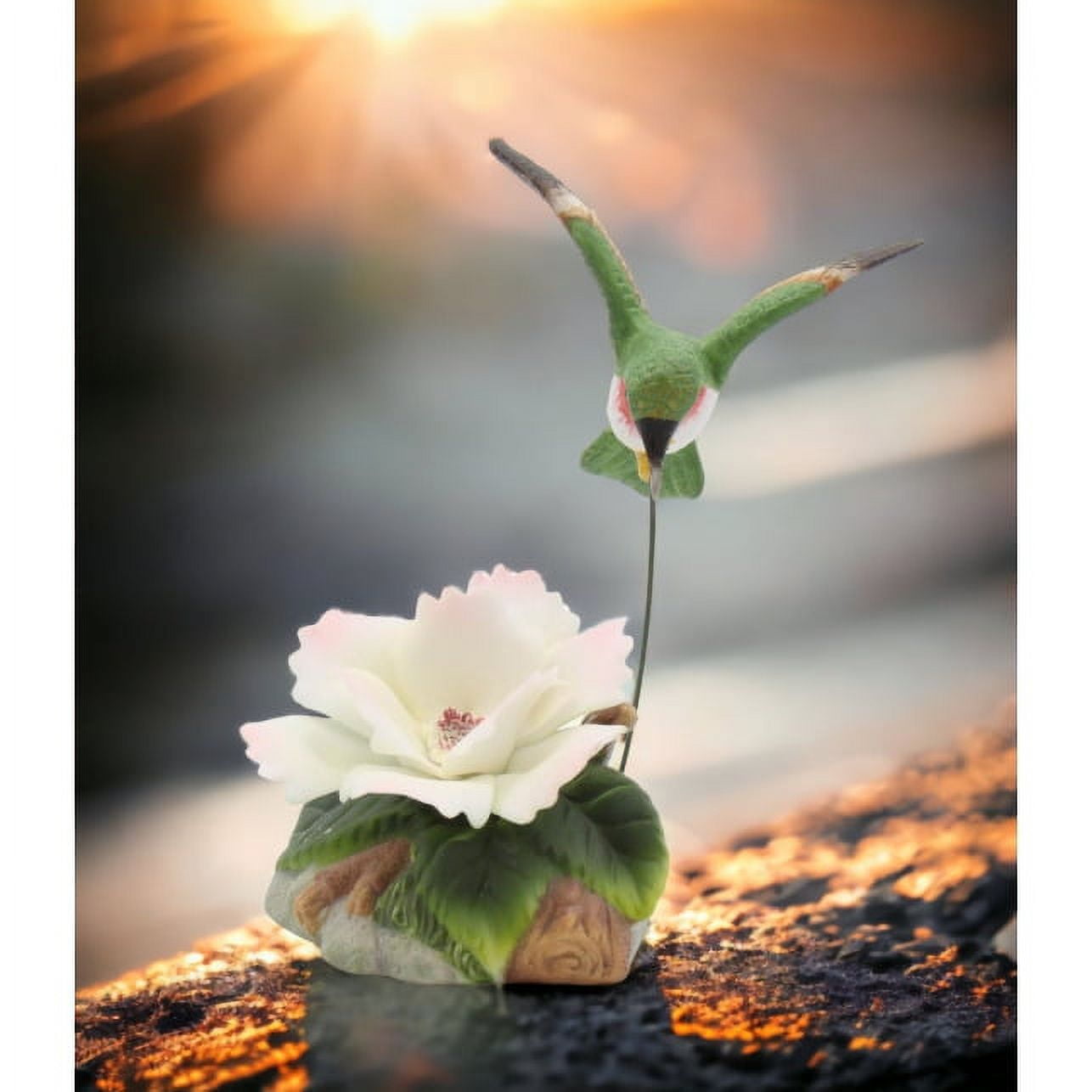 Ceramic Hummingbird Figurine 5.5" with Camellia Flower - Walmart.com