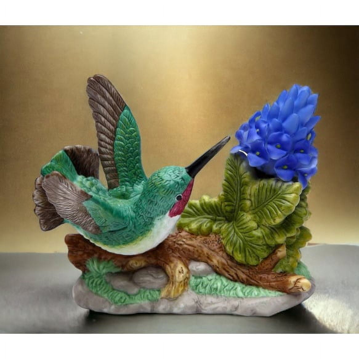 Ceramic Hummingbird Figurine with Purple Orchid 4in - Walmart.com