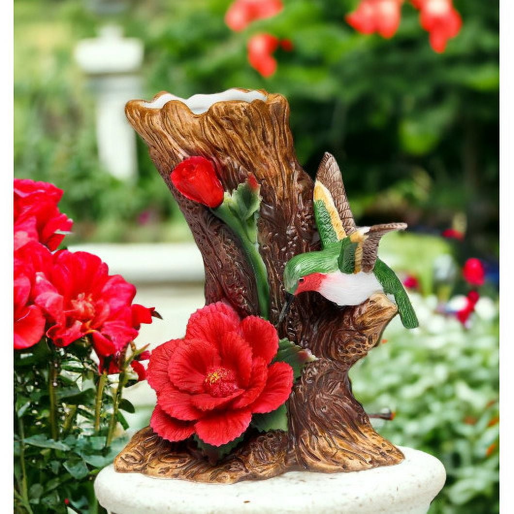 Ceramic Hummingbird Vase 6" Hibiscus Flower Vintage - Walmart.com