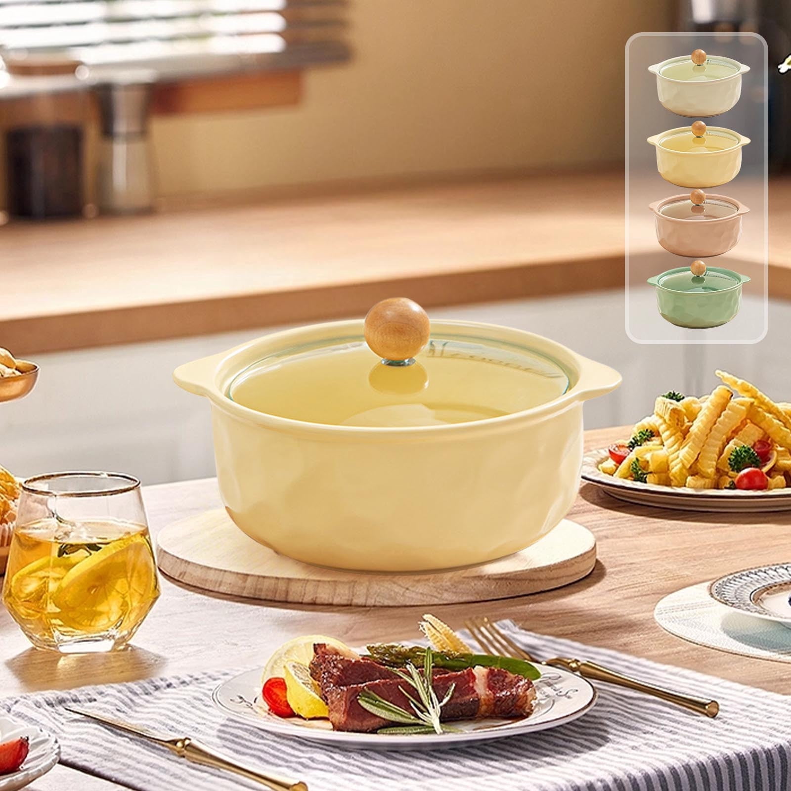 Ceramic Instant Bowl With Lid - Microwave & Dishwasher Safe | Double ...