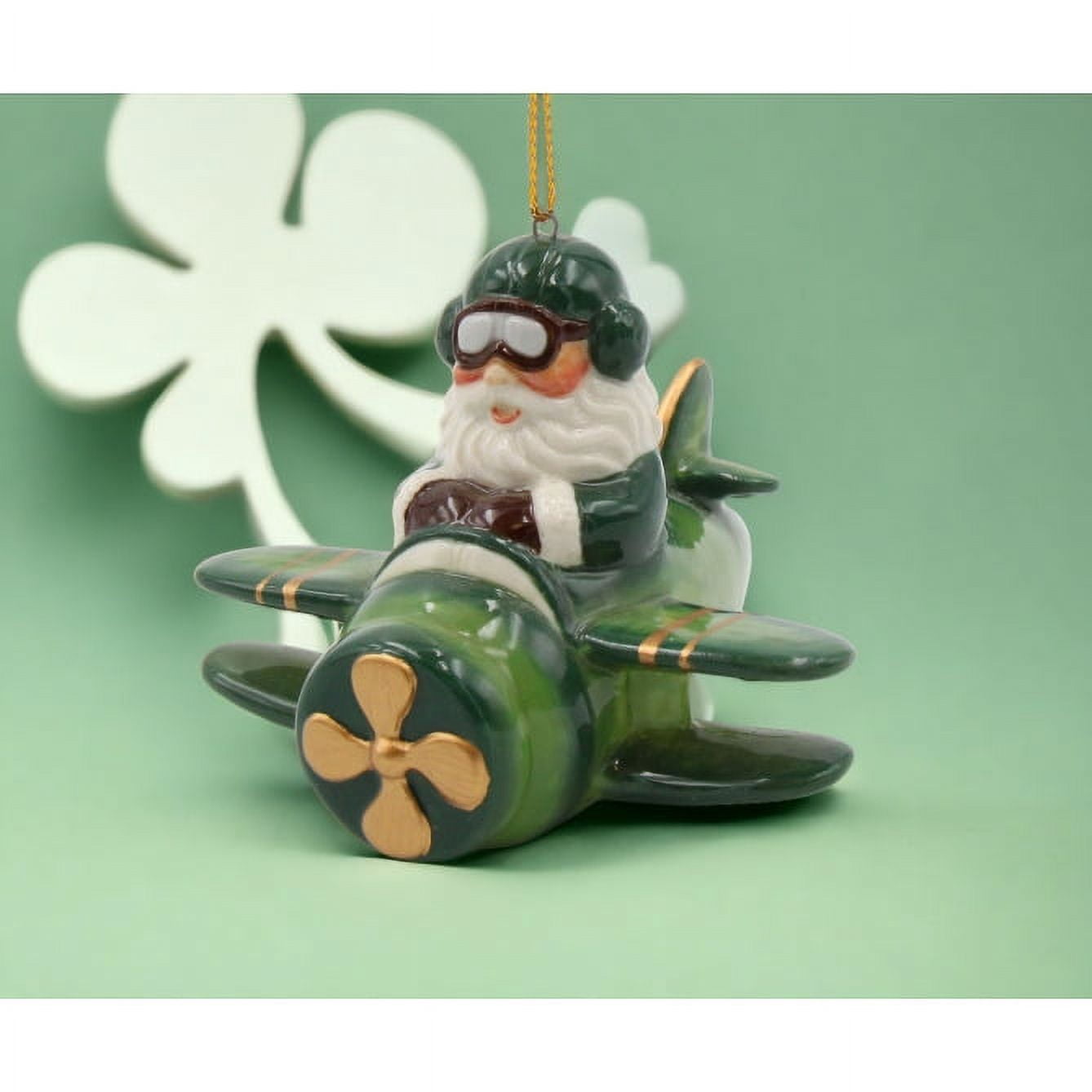 Ceramic Irish Santa Airplane Ornament 3 3/8 inch Christmas Saint ...