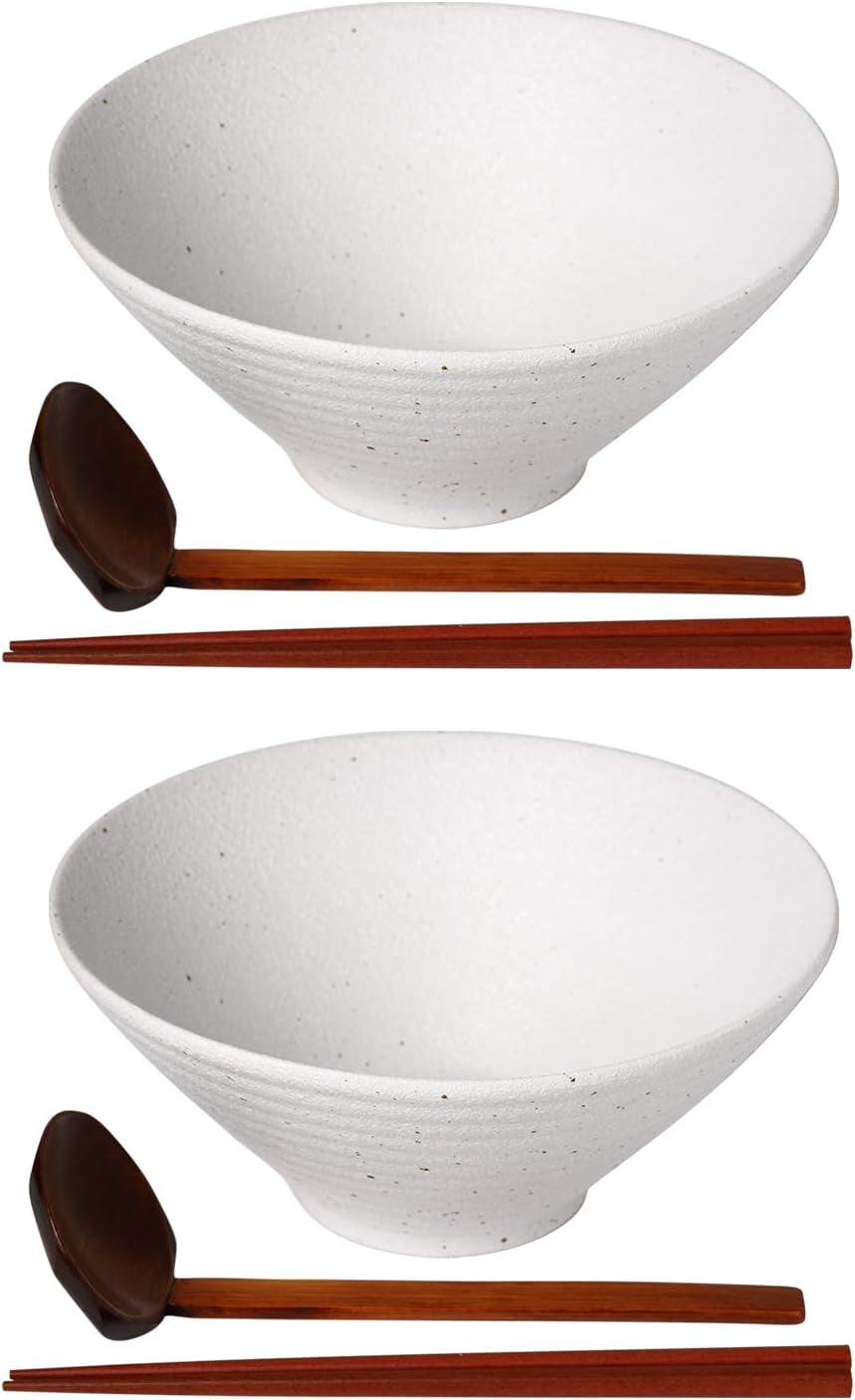 Ceramic Japanese Ramen Bowl Set, Noodle Soup Bowls - 37 Ounce, with ...