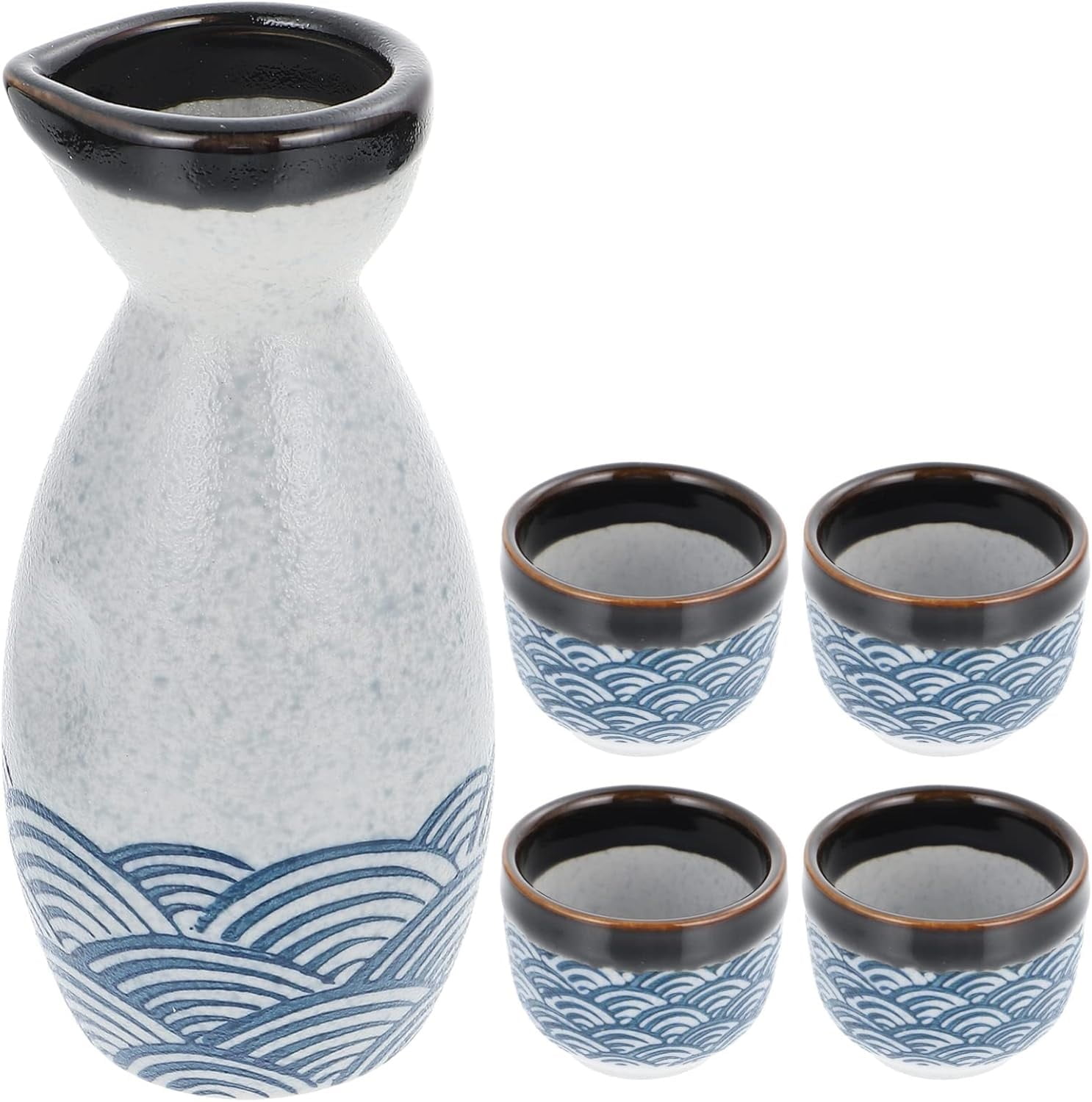 Ceramic Japanese Sake Set, Japanese Style Ceramics Sake Cup Sake Pot ...