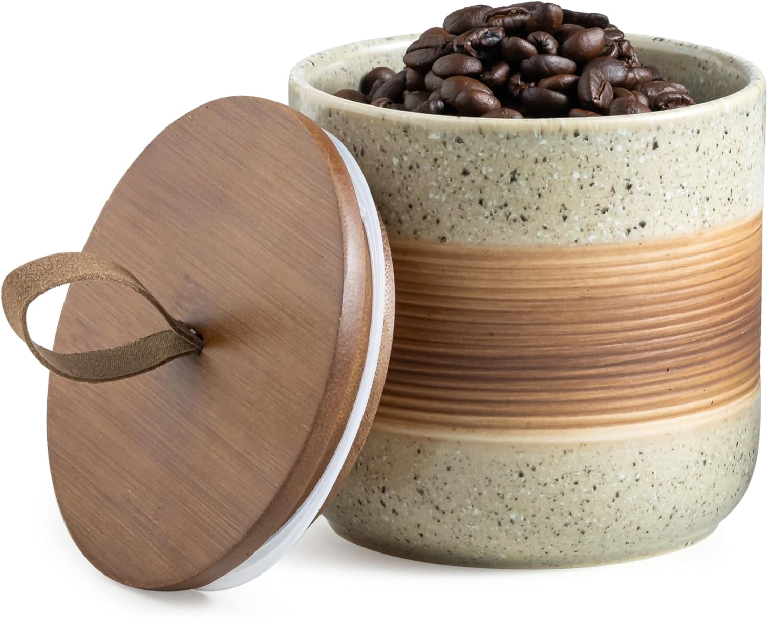 Ceramic Jar with Lid, Coffee Canister Coffee Container Kitchen Food ...