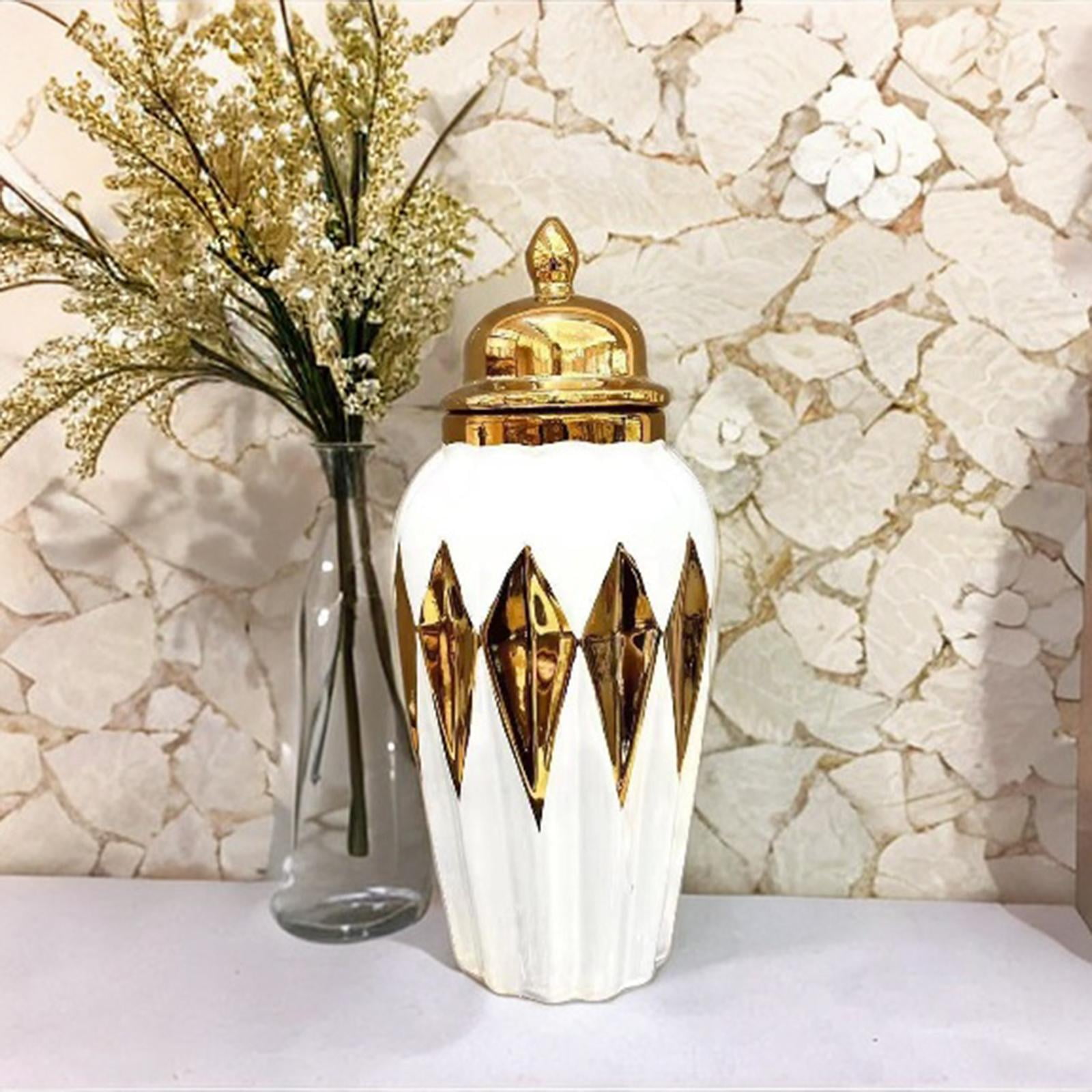 Ceramic Jar Vase Ginger Jar with Lid Floral Arrangement Desk Craft ...