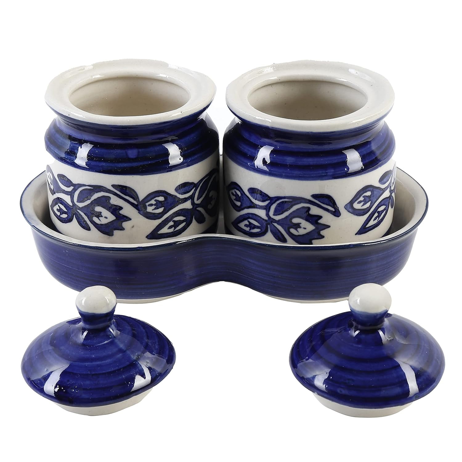 Ceramic Jars with Lid and Holding Tray Multipurpose Barni for Chutney ...