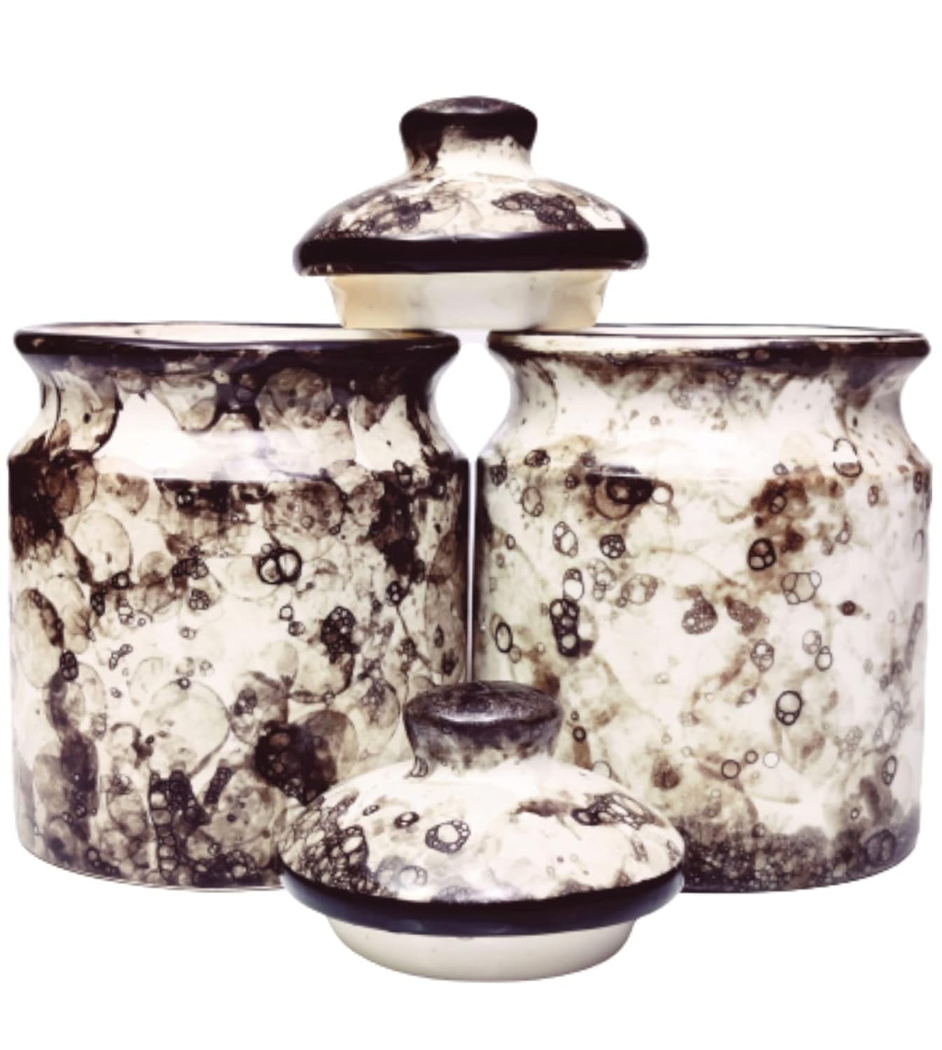 Ceramic Jars With Lid Set Of 2 Jars | Jars For Dining Table - Brown ...
