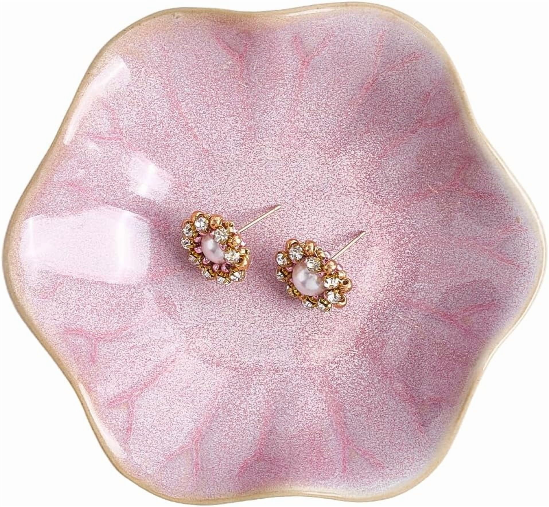 Ceramic Jewelry Tray Ring Dish Flower Shape Decorative Small Key Bowl ...
