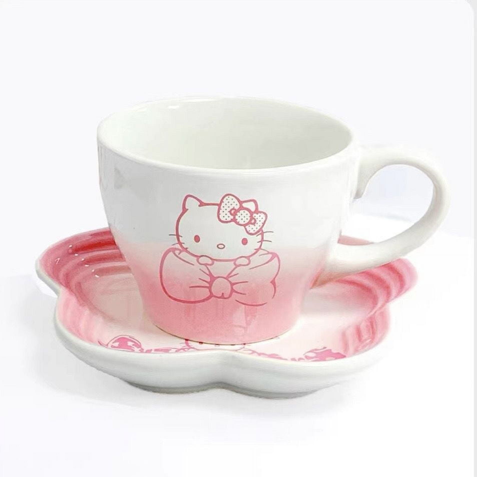 Ceramic Joint Coffee Cup Saucer Cute Cartoon Kitty Kawaii Home ...