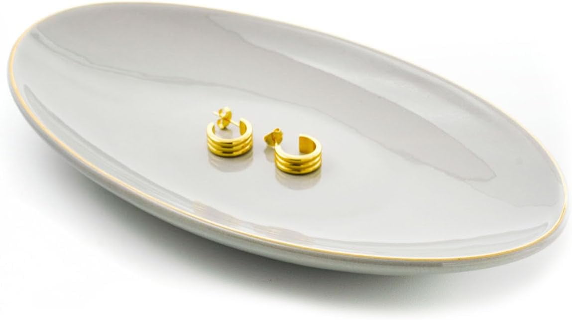 Ceramic Key Bowl for Entryway Table, 7 x 4 Key Dish Tray Catch All Bowl ...