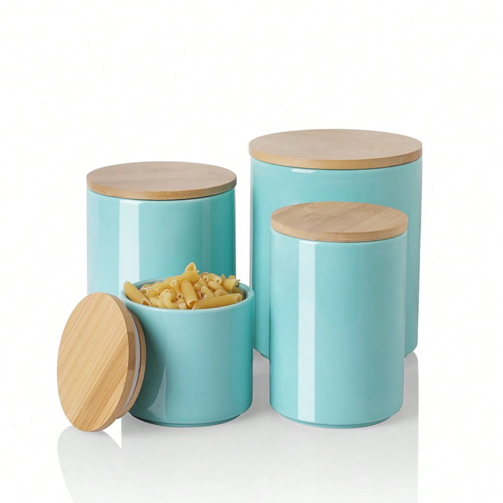 Ceramic Kitchen Canister Sets, Porcelain Container For Countertop ...