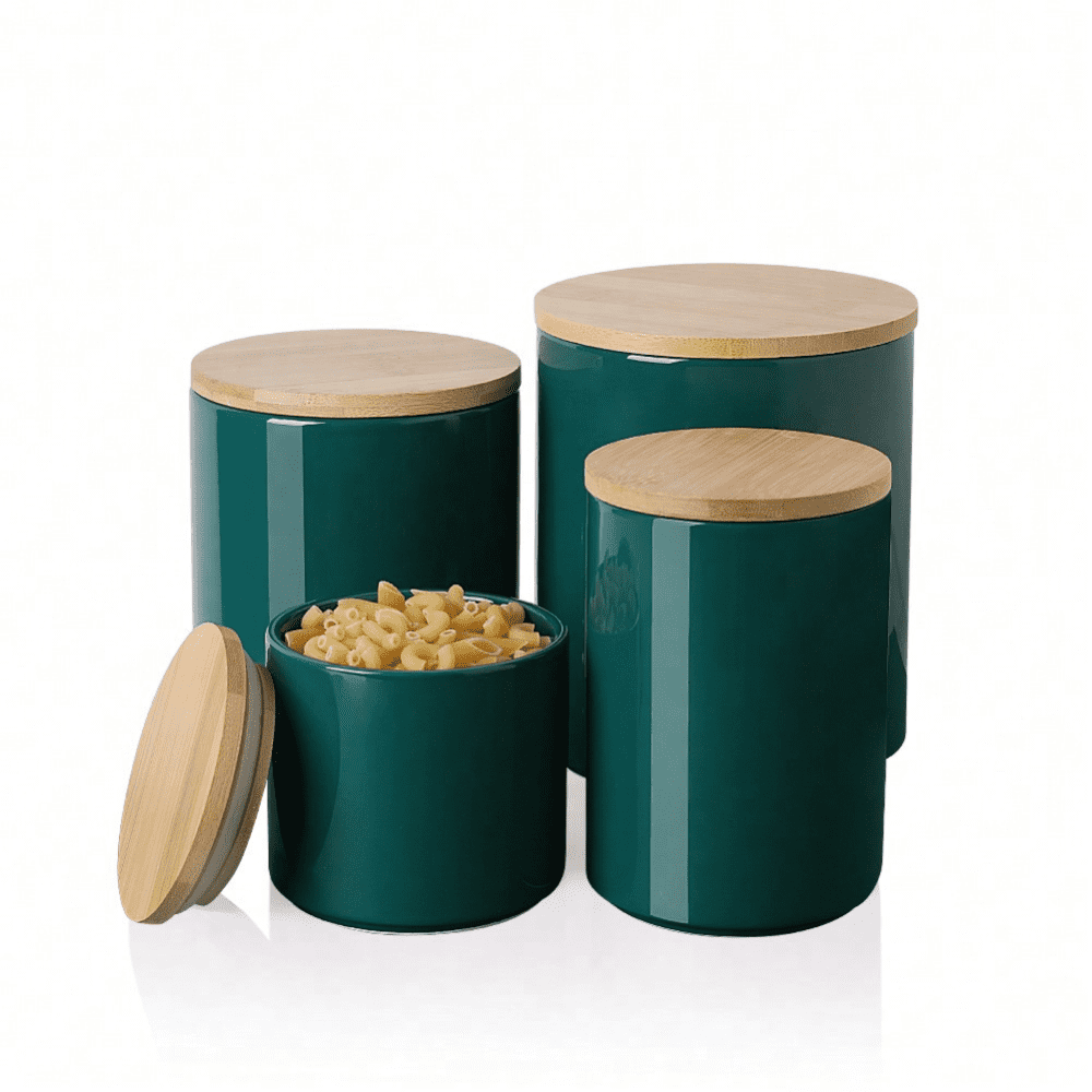 Ceramic Kitchen Canister Sets, Porcelain Container For Countertop ...