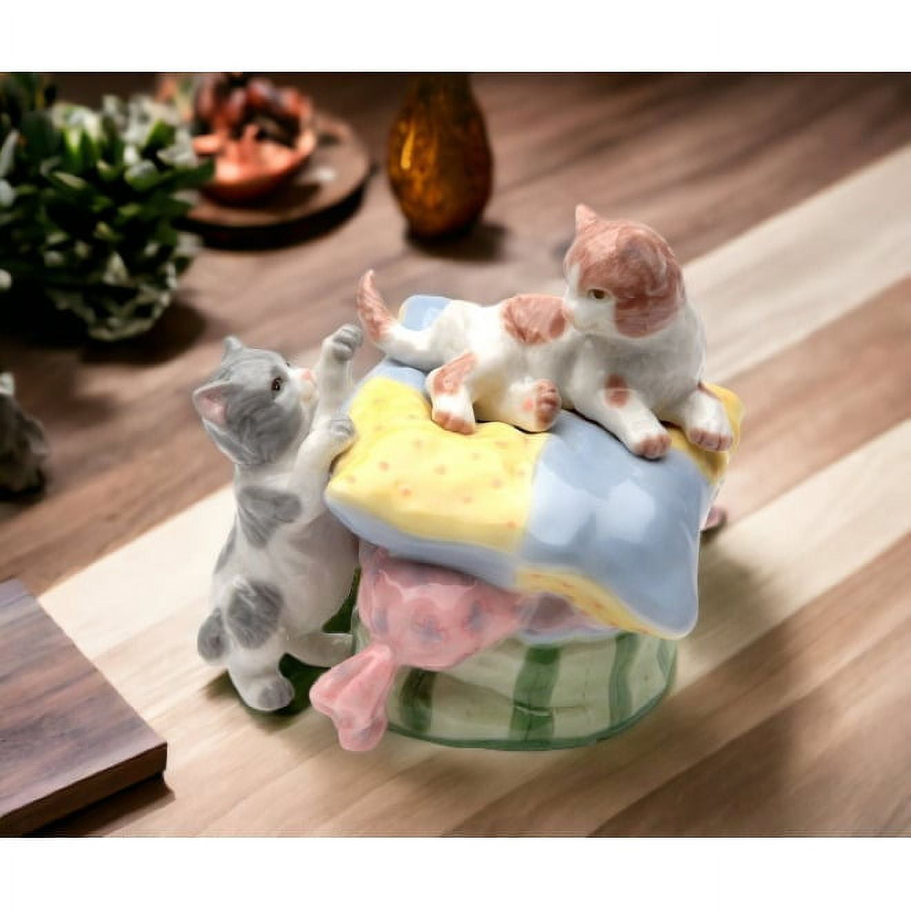 Ceramic Kittens Playing on Pillow Music Box Gift for Cat - Walmart.com