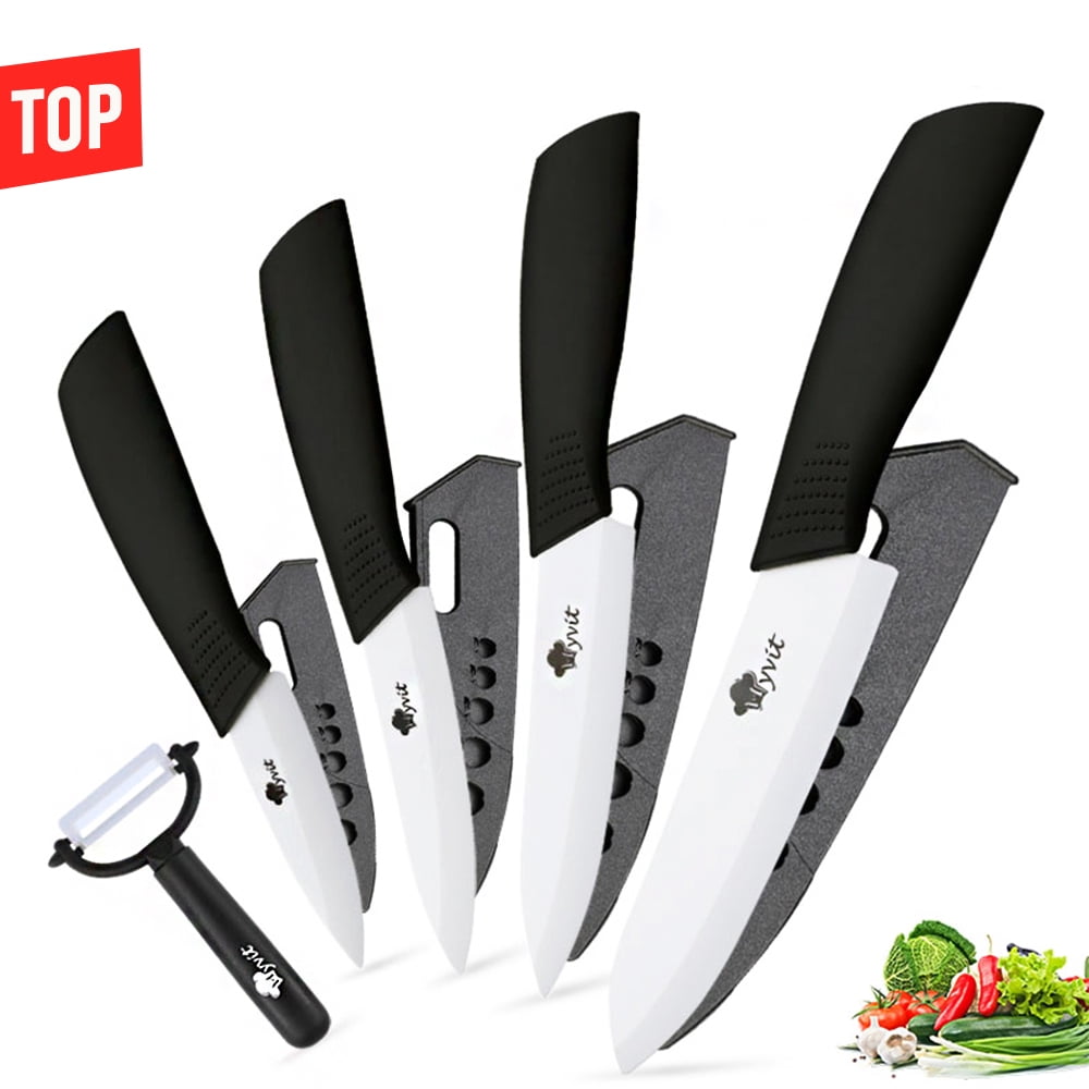 Ceramic Knife Set Kitchen Knives 5Pcs/Set wIth Sheath, 6" Chef Knife 5 ...