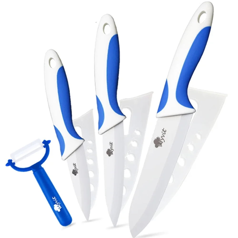 MYVIT Ceramic Knife Set for Kitchen 3" 4" 5" Fruit Paring Knives with ...