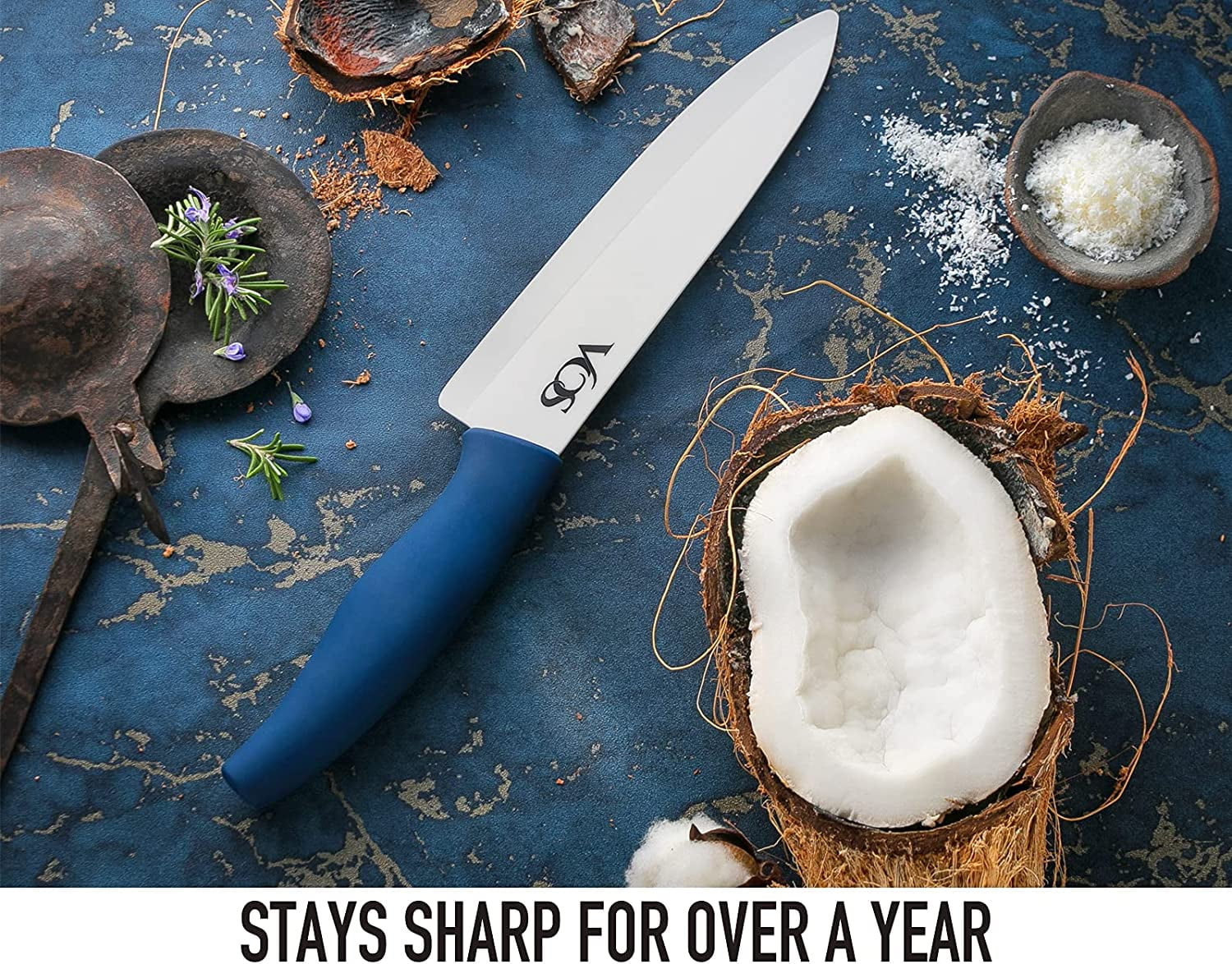 Ceramic Knife Set with Peeler, 6-Piece Kitchen Knife Set, Blue ...