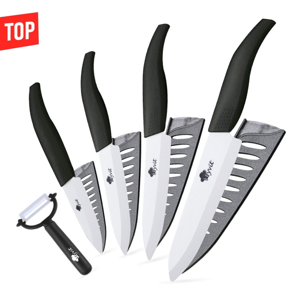 Ceramic Knife Set with Sheath Cover 3", 4", 5", 6" Rust Proof Ceramic ...