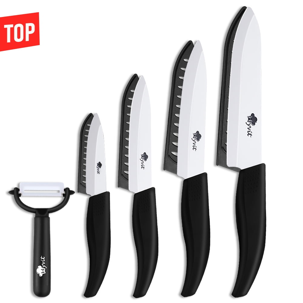 Ceramic Knife Set with Sheath Cover 3", 4", 5", 6" Rust Proof Ceramic ...