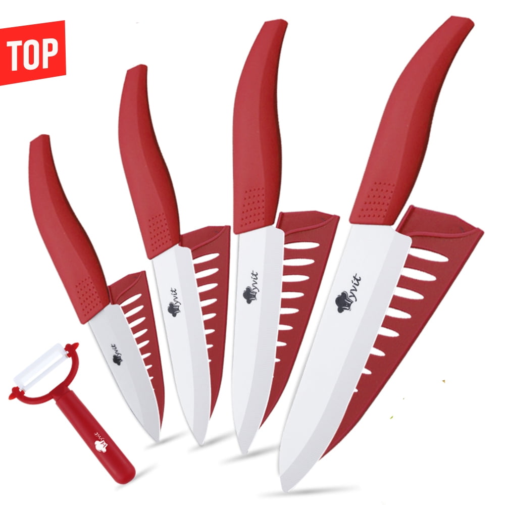 Ceramic Knife Set with Sheath Cover 3", 4", 5", 6" Rust Proof Ceramic ...