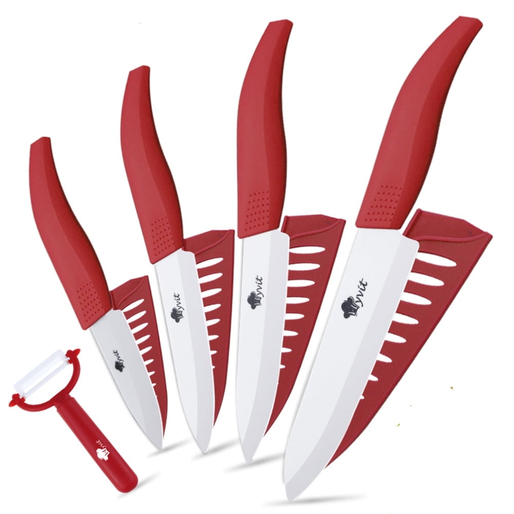 Ceramic Knife Set with Sheath Cover 3", 4", 5", 6" Rust Proof Ceramic ...