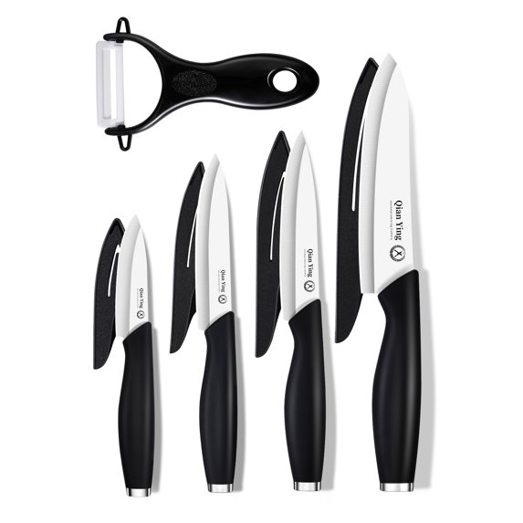 Ceramic Knife Sets with Covers for Kitchen Sharp Blade 9 Piece Ceramic ...