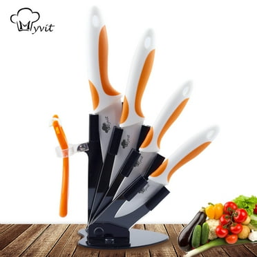 Hecef Knife Set with Block, 13 Pcs High Carbon Stainless Steel Knives ...