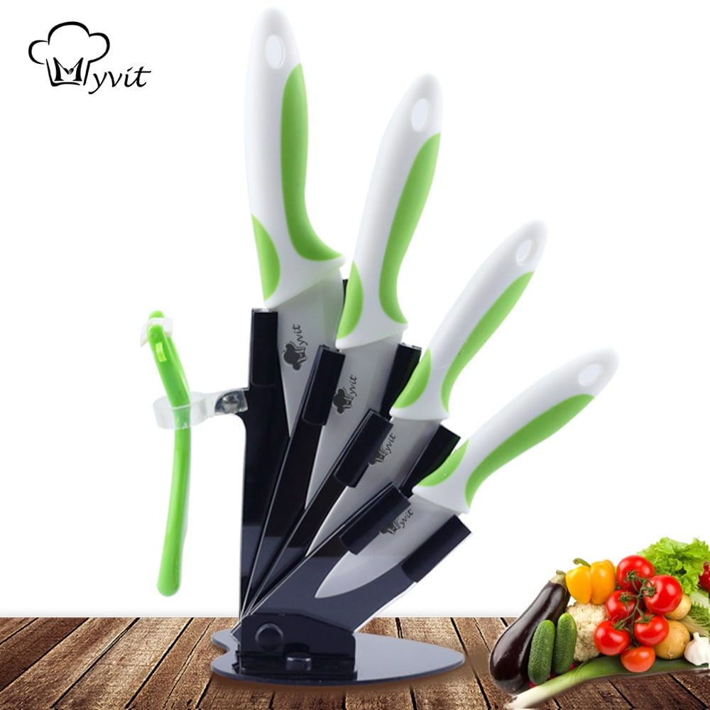 Ceramic Knives Set with Holder,3" 4" 5" 6" Chef Knife Paring Slicing ...