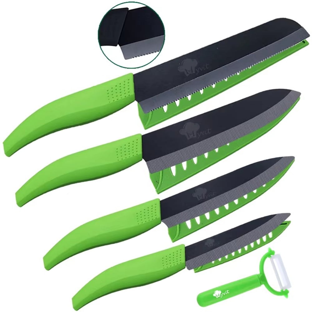 Ceramic Knives Set for Kitchen,4-Pack Sharp Rust Proof Stain Resistant ...