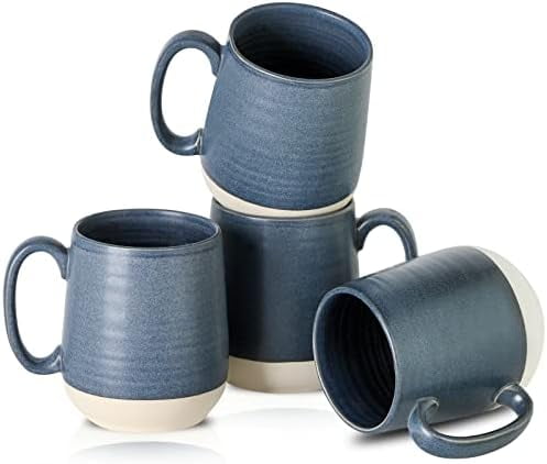 Ceramic Large Coffee Mugs Set of 4-15 Ounce Porcelain Coffee Cups Set ...