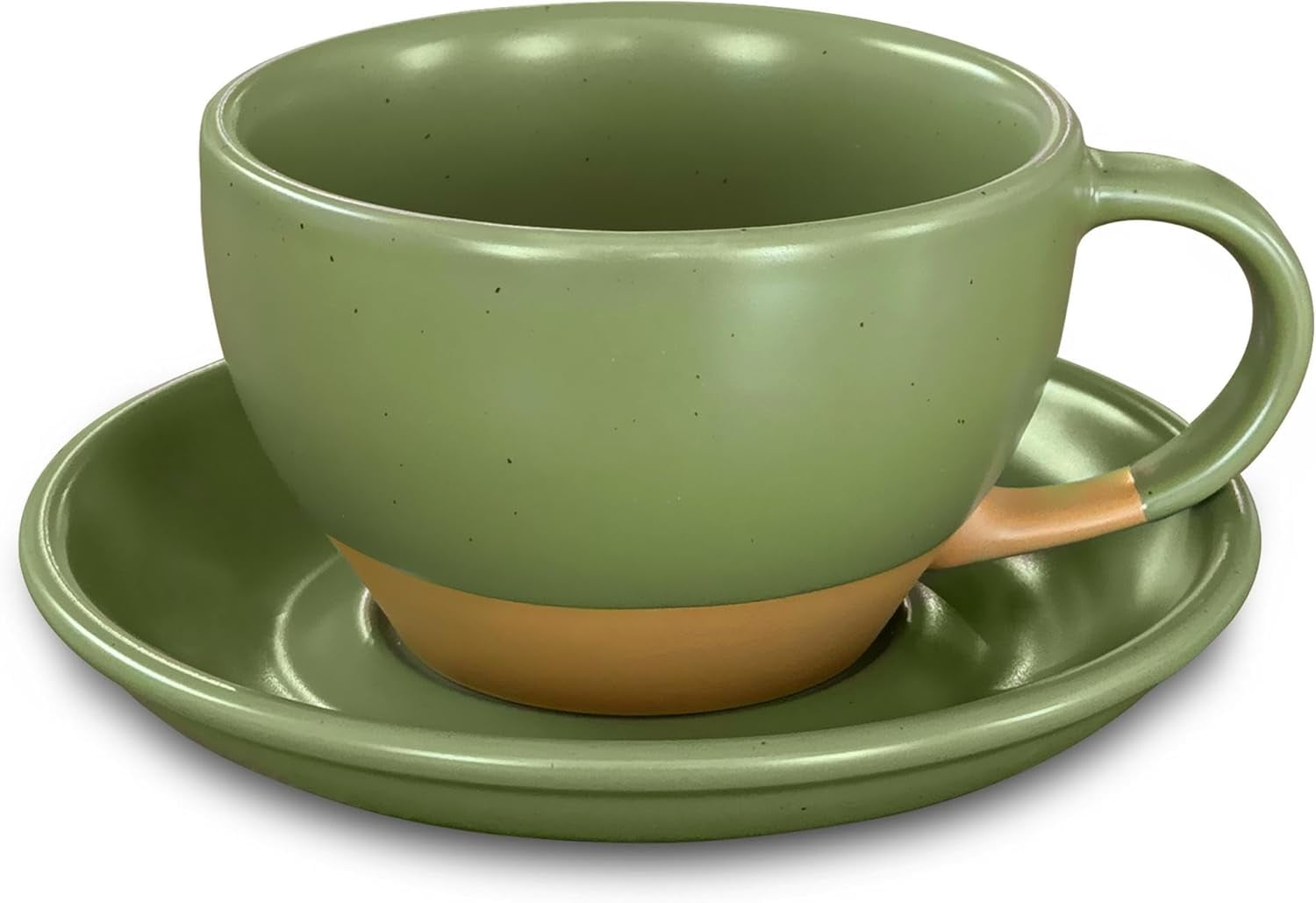 Ceramic Latte Art Cup with Saucer - 10.5 Ounces, Round Bottom for ...