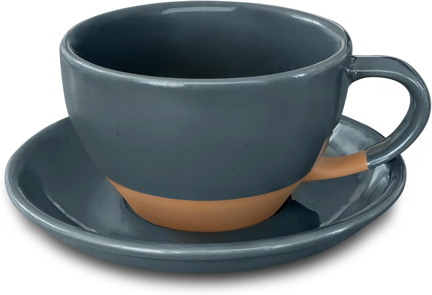 Ceramic Latte Art Mug with Saucer, 10.5 oz, Round Bottom for Perfect ...