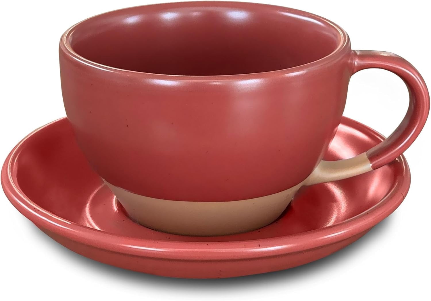 Ceramic Latte Art Mug with Saucer, 10.5 oz, Round Bottom for Perfect ...
