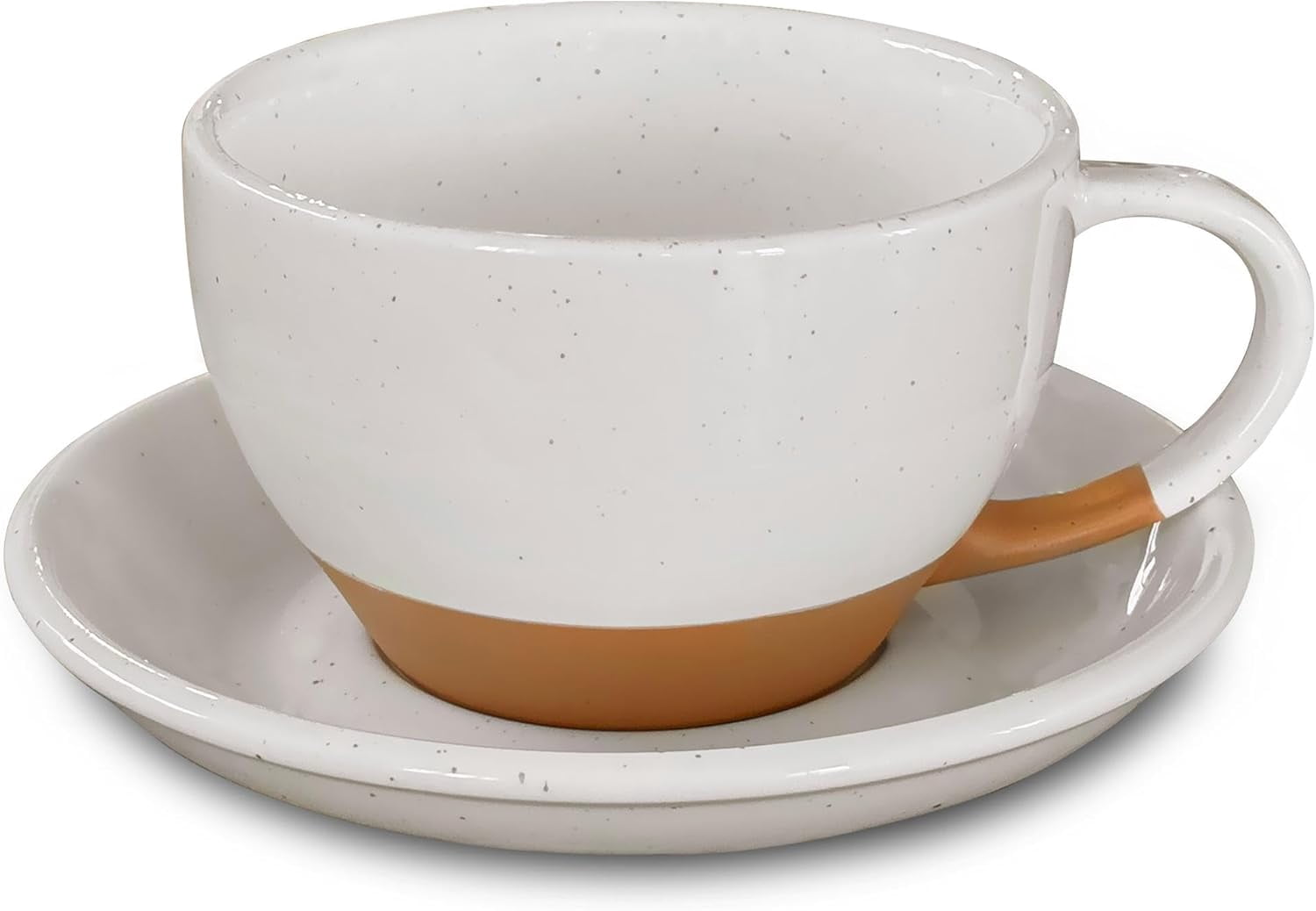 Ceramic Latte Art Mug with Saucer, 10.5 oz, Round Bottom for Perfect ...