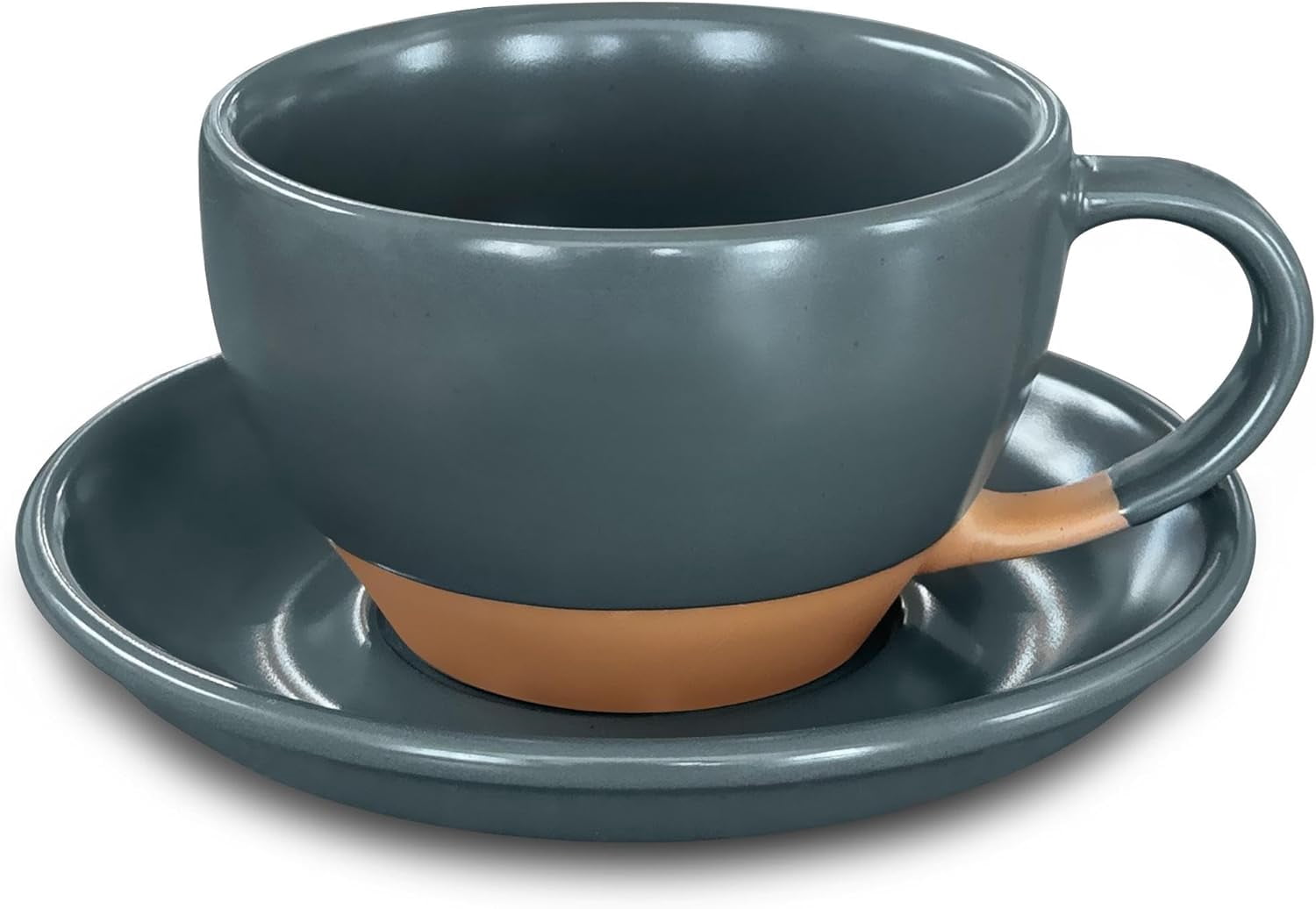 Ceramic Latte Art Mug with Saucer, 10.5 oz, Round Bottom for Perfect ...