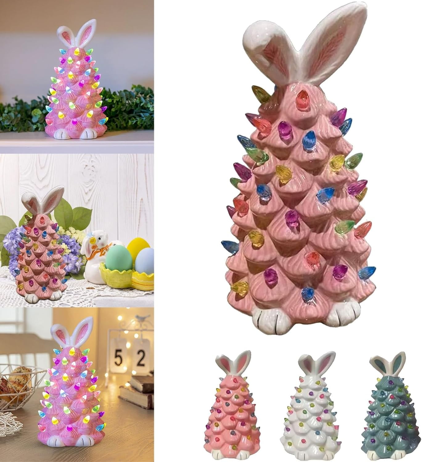 Ceramic Light up Easter Tree, Light up Ceramic Easter Bunny Tree, 2025 ...