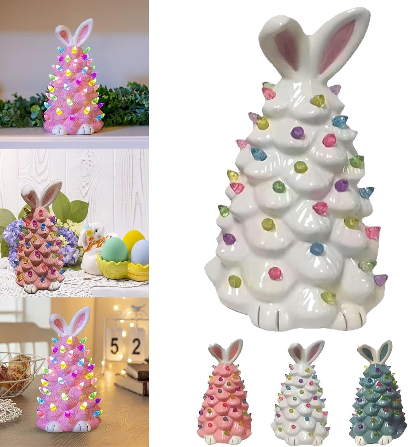 Ceramic Light up Easter Tree, Light up Ceramic Easter Bunny Tree, 2025 ...