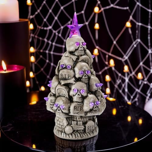 Ceramic Light-up Skull Halloween Tree - Spooky Creepy Ceramic RIP ...