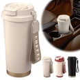 Ceramic Lined Insulated Travel Mug with Strap & Hidden Straw - Stylish ...