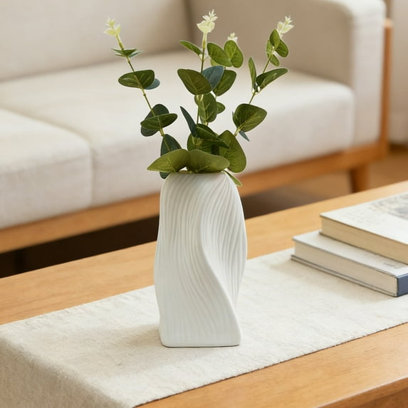 Ceramic-Look Plastic Vase | Non-Fragile & Durable Tabletop Decor ...