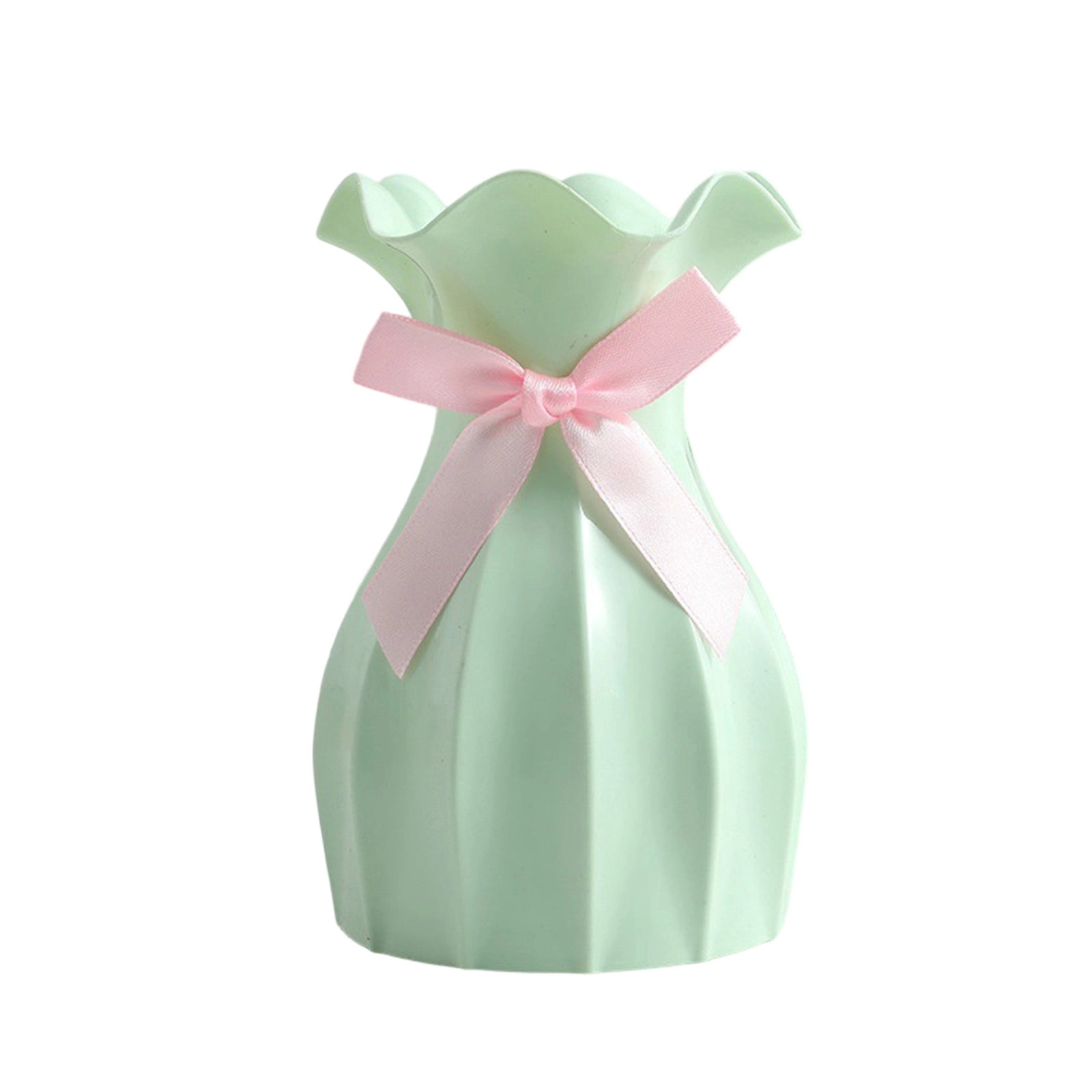 Ceramic Look Plastic Vase - Pastel Ruffle Decorative Flower Vase Set ...