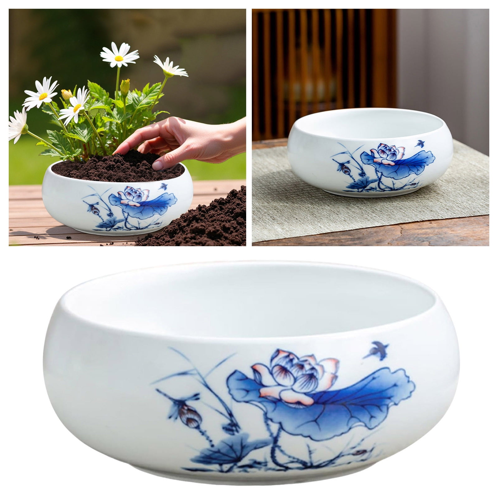 Ceramic Lotus Flower Bowl â Hydroponic Planter for Water â Indoor Leak ...
