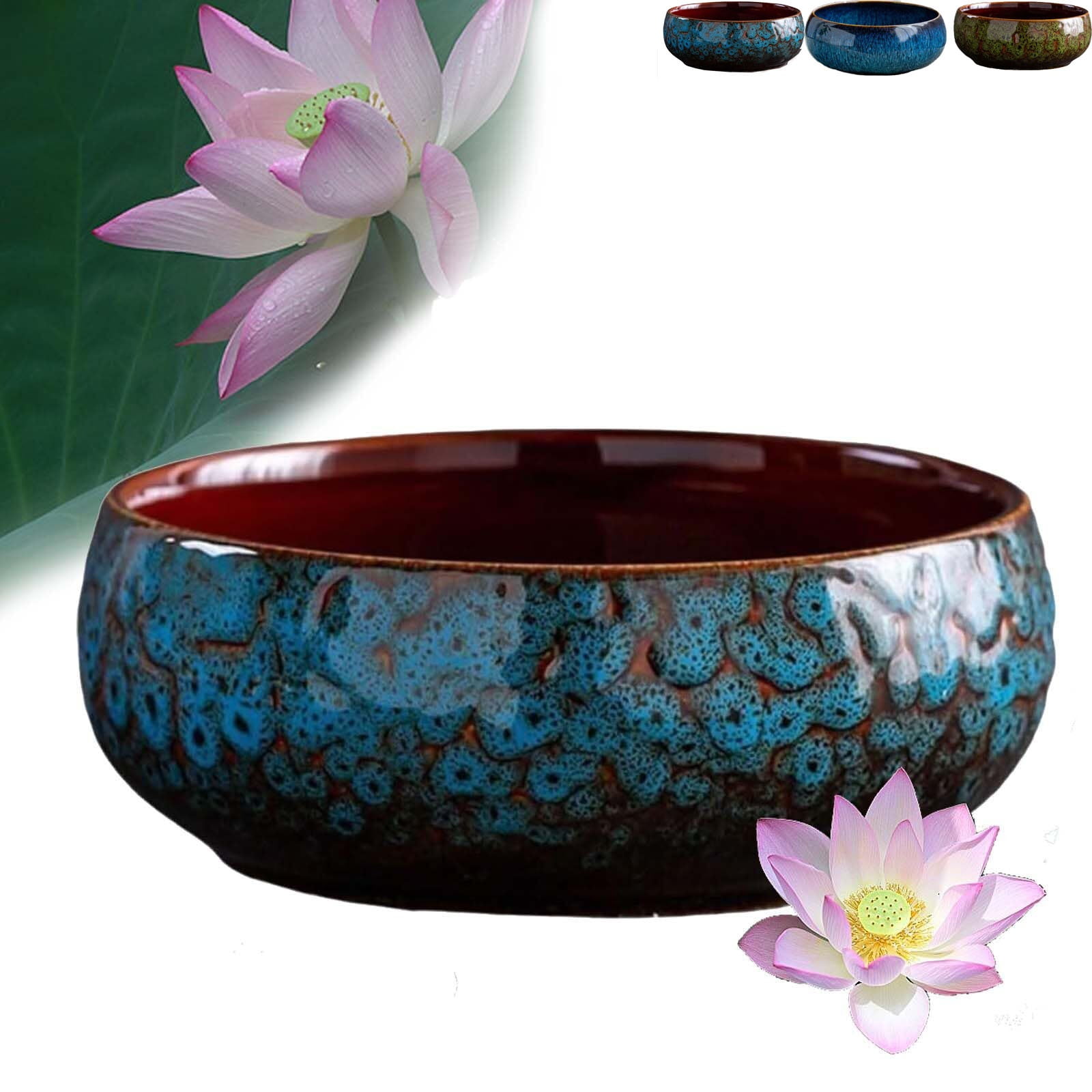 Ceramic Lotus Flower Bowl Planter Retro Sacred Bonsai Design, Large ...