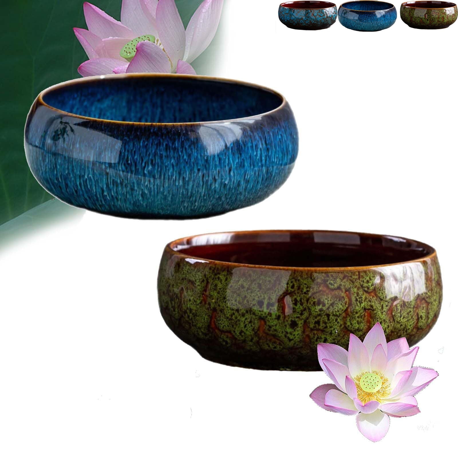 Ceramic Lotus Flower Bowl Planter Retro Sacred Bonsai Design, Large ...