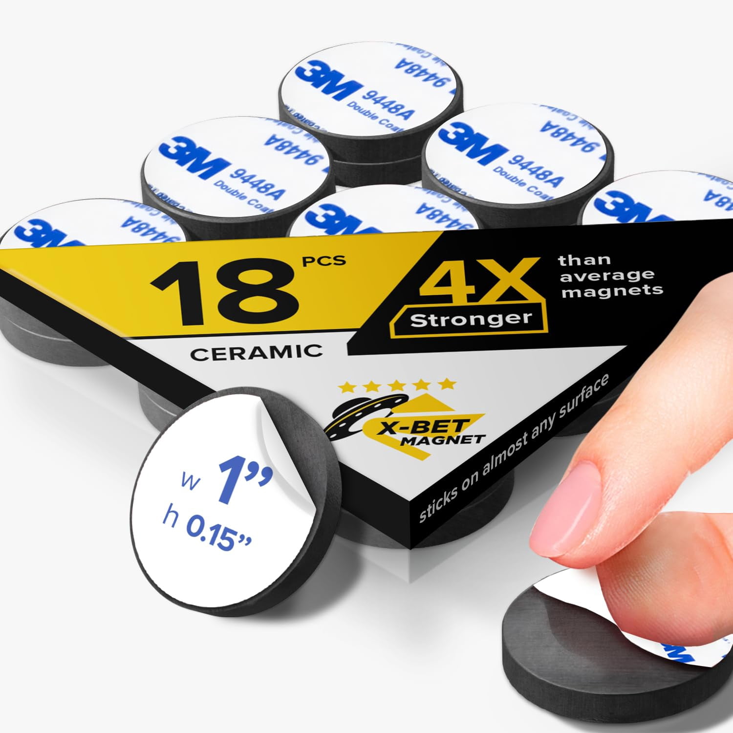 Ceramic Magnets with Adhesive Stickers 18pcs, D25x4mm, 18magnet +18pcs ...