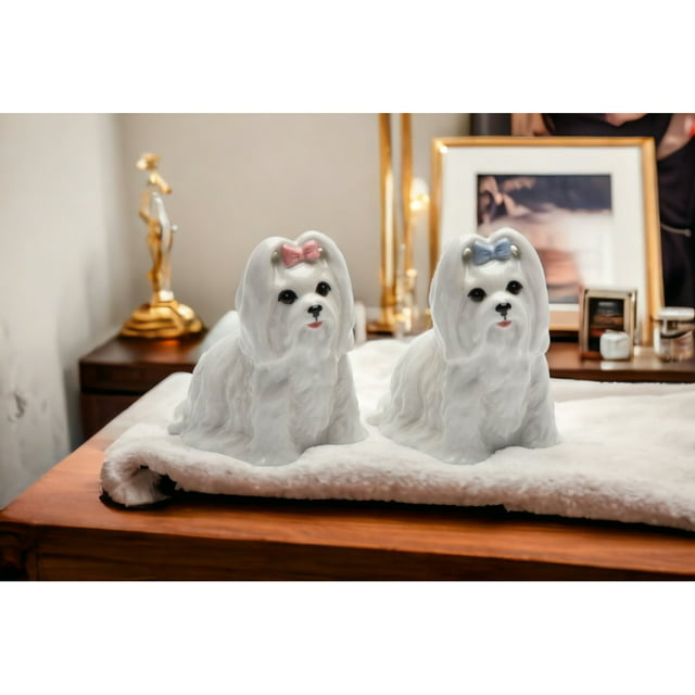 Ceramic Maltese Dog Salt and Pepper Shakers 2.6in Gift for Dog Lovers ...
