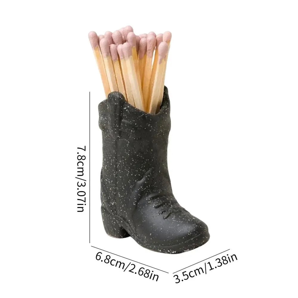 Ceramic Match Holder With Striker Boho Style Cowboy Boot Match Holder ...