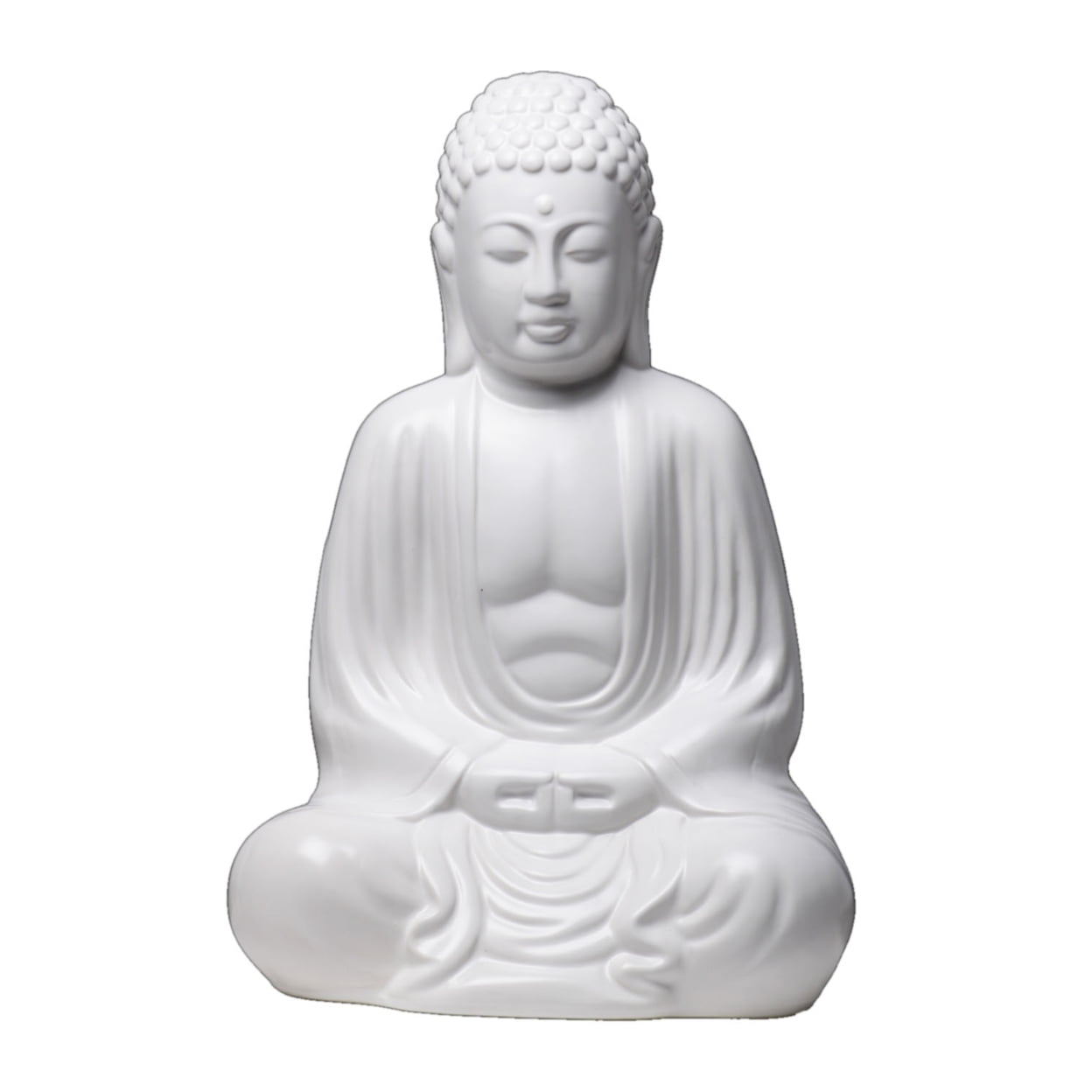 Ceramic Meditating Buddha Figurine with Rounded Ushnisha in Dhyana ...